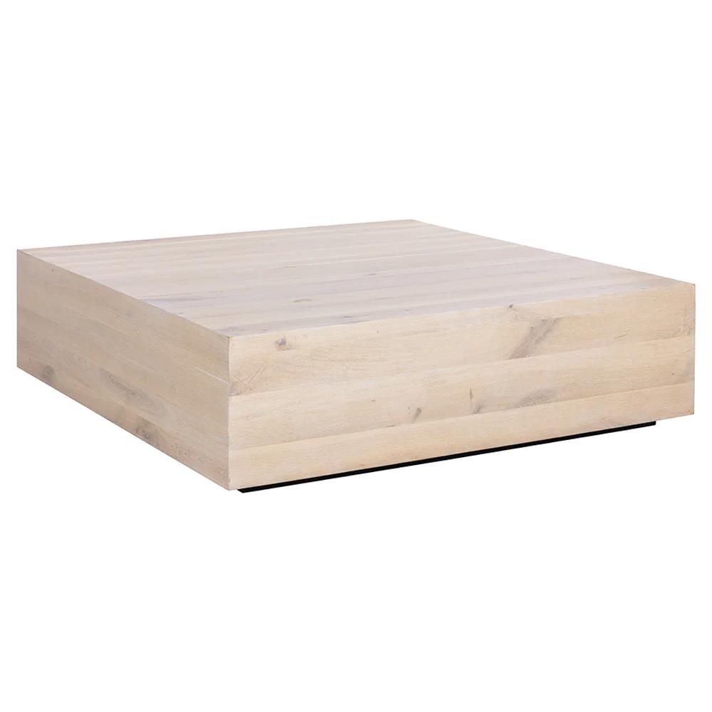 Perkins Modern Classic Light Oak Wood Square Block Coffee Table