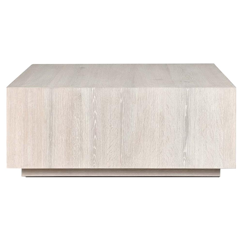 Vincent Rustic Lodge Milk White Oak Square Block Coffee Table 41" W ...