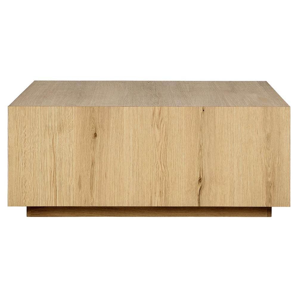 Vincent Rustic Lodge Natural Brown Oak Square Block Coffee Table