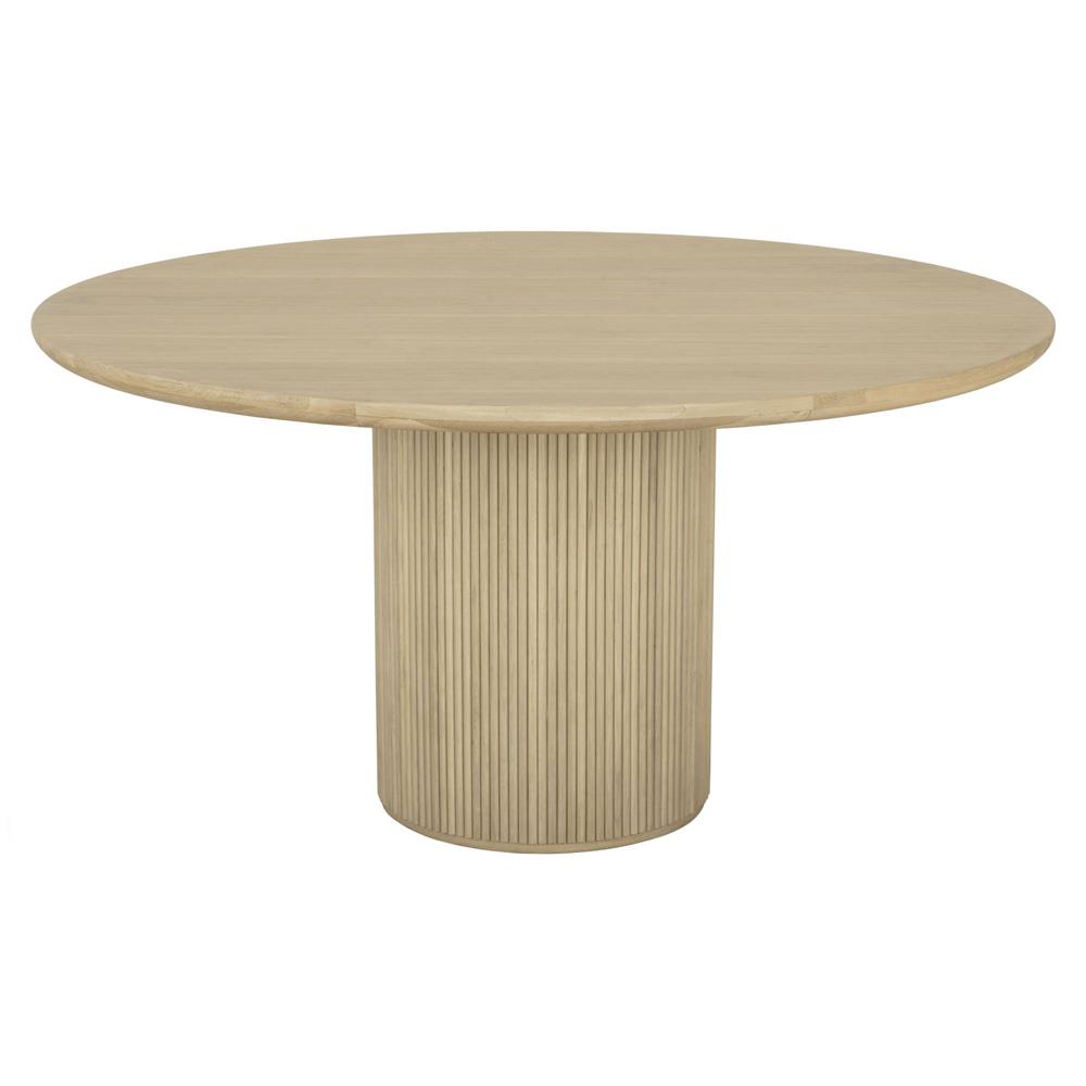 Harper Modern Classic Natural Oak Wood Fluted Base Round Dining Table ...