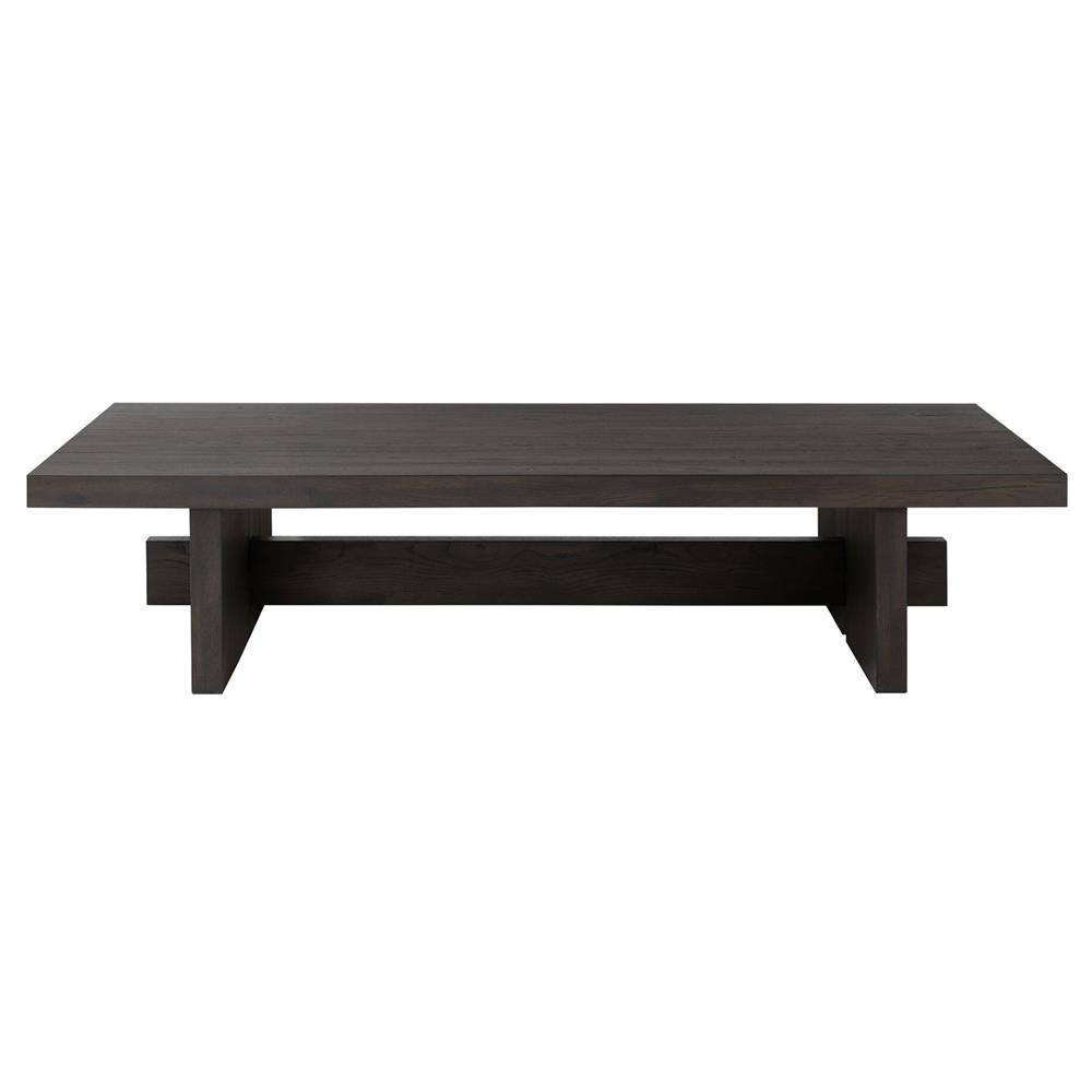 Delia Rustic Lodge Smoked Black Oak Rectangular Coffee Table 61" W ...