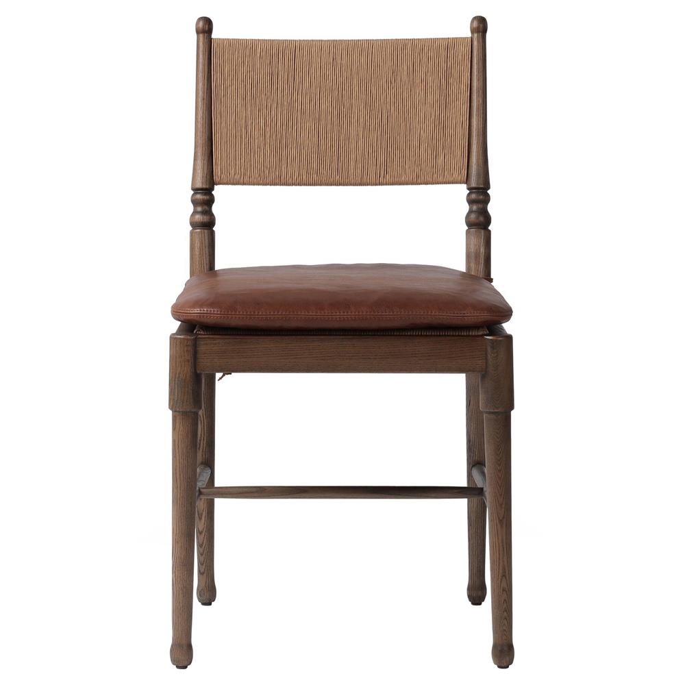 Fayth Dulane Mahogany Leather Dining Chair | Kathy Kuo Home