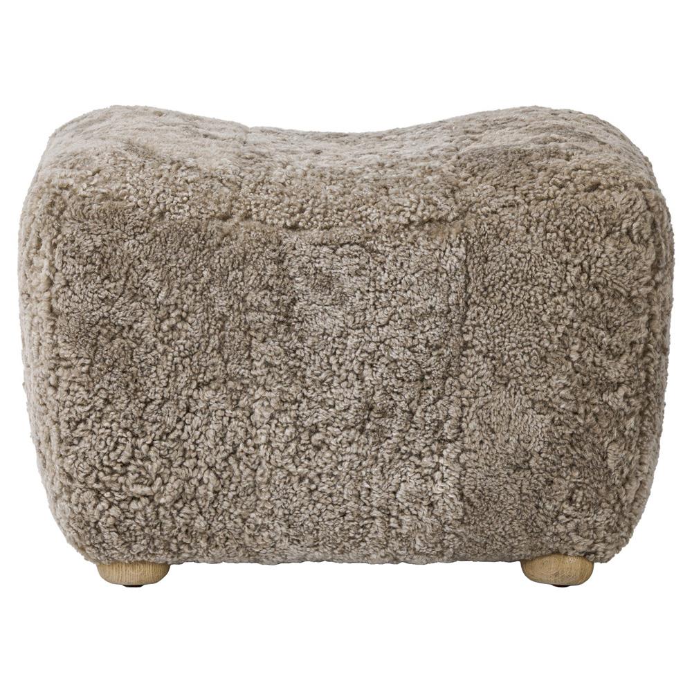 Oslo Taupe Shearling Ottoman | Kathy Kuo Home