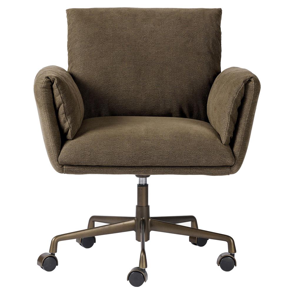 Salerno Broadway Coffee Linen Desk Chair | Kathy Kuo Home