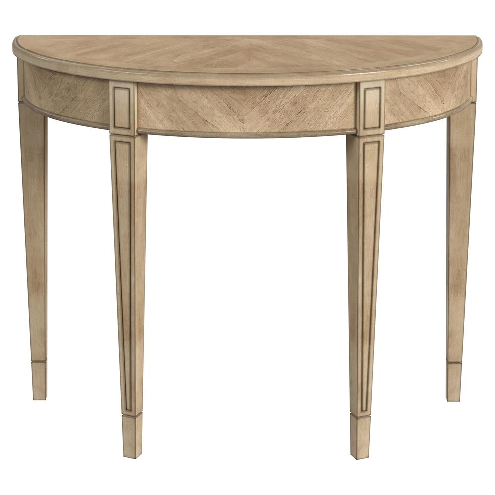 Hugo French Country Beige Wood Demilune Console Table | Kathy Kuo Home
