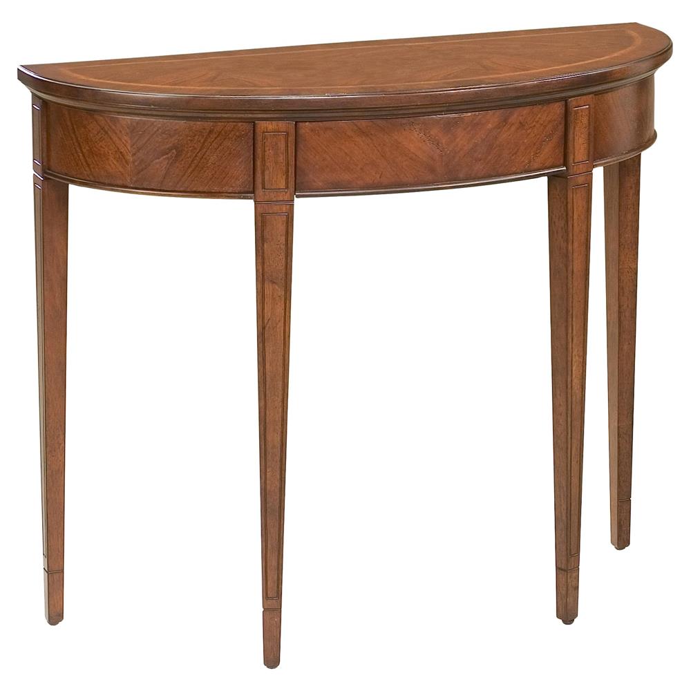 Hugo French Country Cherry Brown Wood Demilune Console Table
