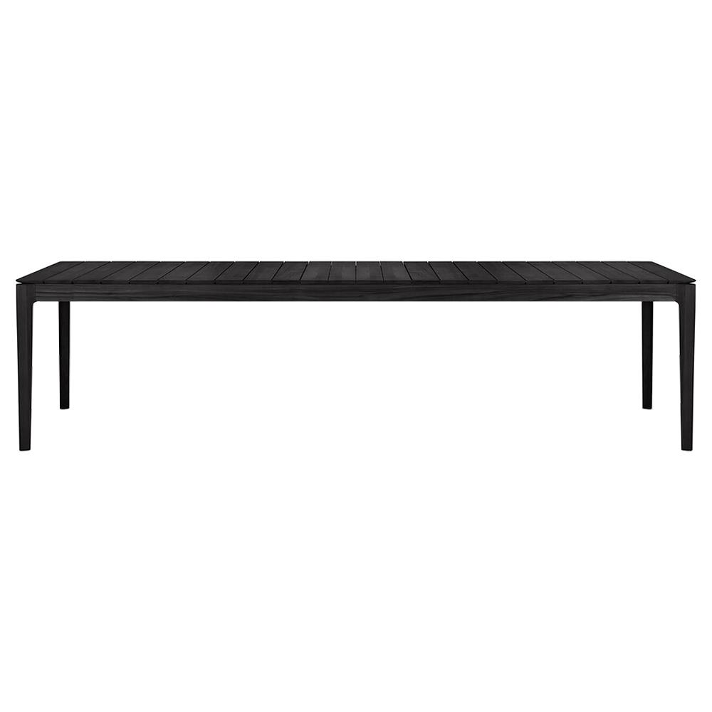 Ava Coastal Beach Black Teak Rectangular Outdoor Dining Table - 118 ...