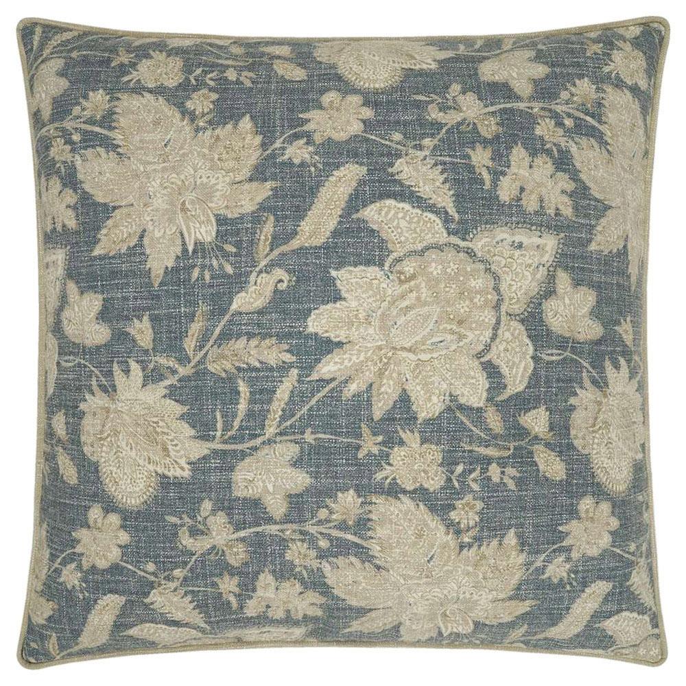 Gracie French Country Indigo Floral Decorative Throw Pillow - 22x22 ...