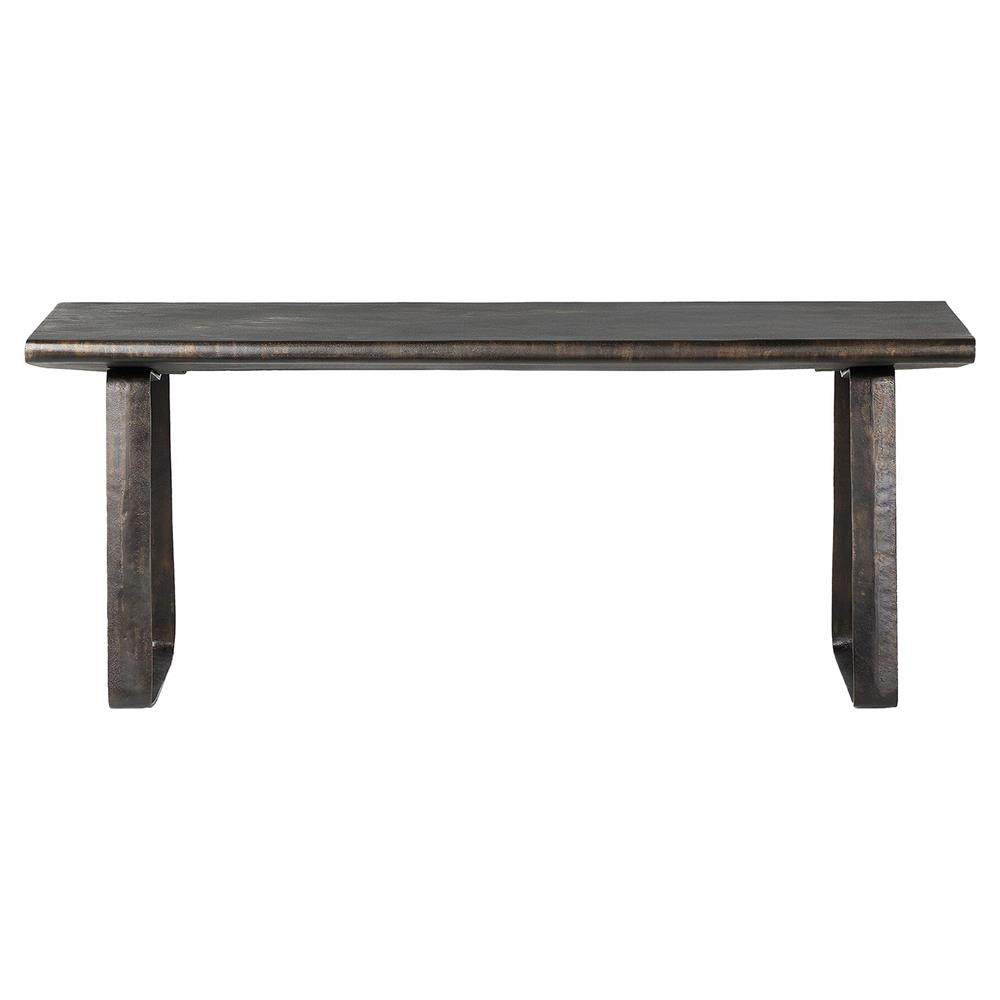 Atticus Industrial Loft Distressed Bronze Aluminum Desk | Kathy Kuo Home
