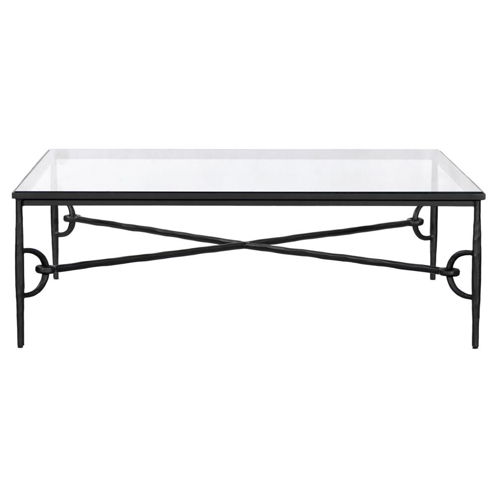 Ceasar French Country Black Iron Square Coffee Table | Kathy Kuo Home