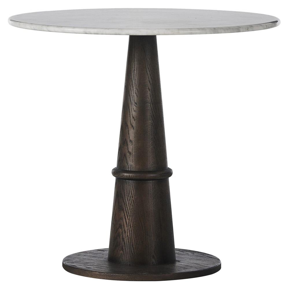 Kane Modern Classic White Marble Brown Oak Pedestal Bistro Table - 32 ...