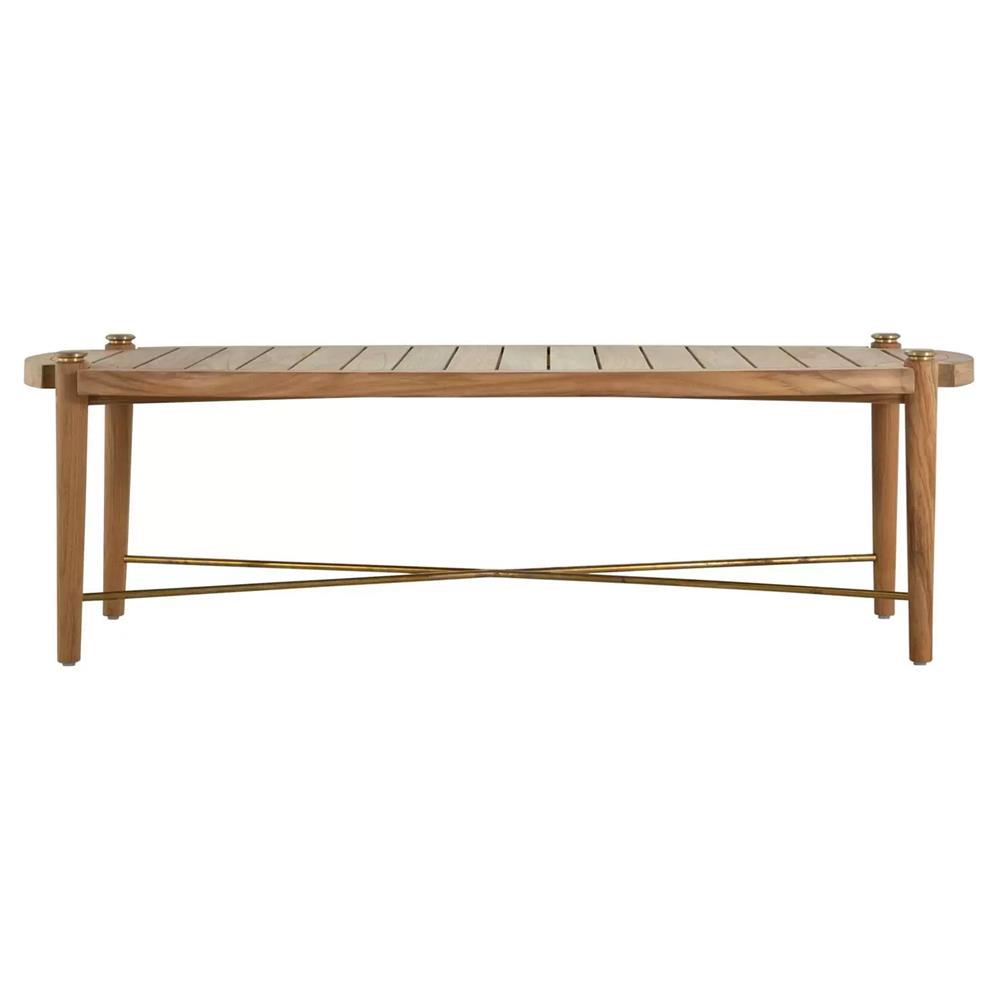 Pacifica Coastal Natural Teak Oval Outdoor Coffee Table | Kathy Kuo Home