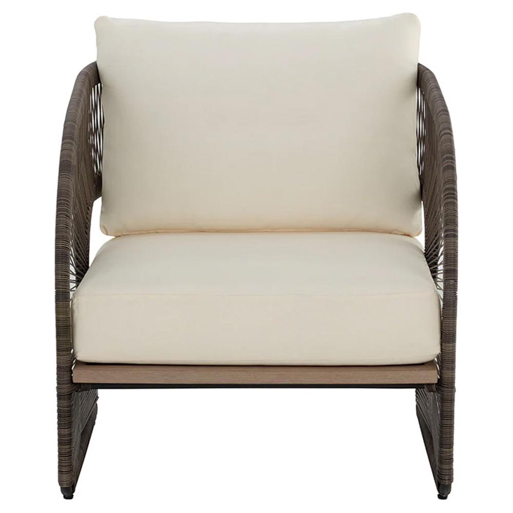 Kanata Coastal Cream Upholstered Wicker Outdoor Lounge Chair | Kathy ...