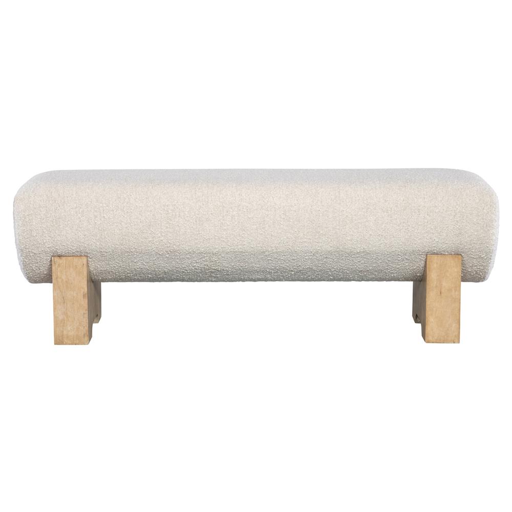 Isaac Modern Classic Cream Boucle Performance Light Oak Bedroom Bench