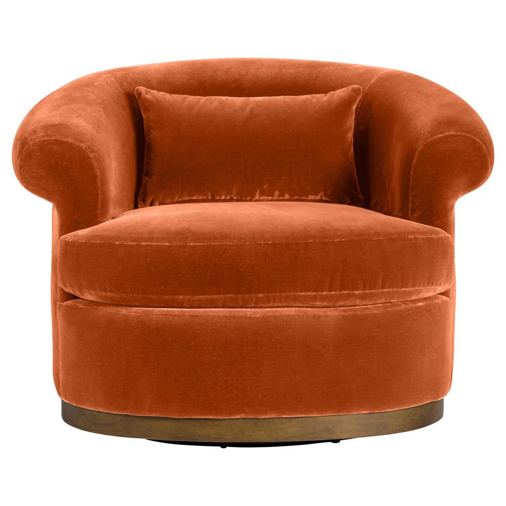 Mariam Modern Classic Rust Velvet Performance Swivel Chair | Kathy Kuo Home