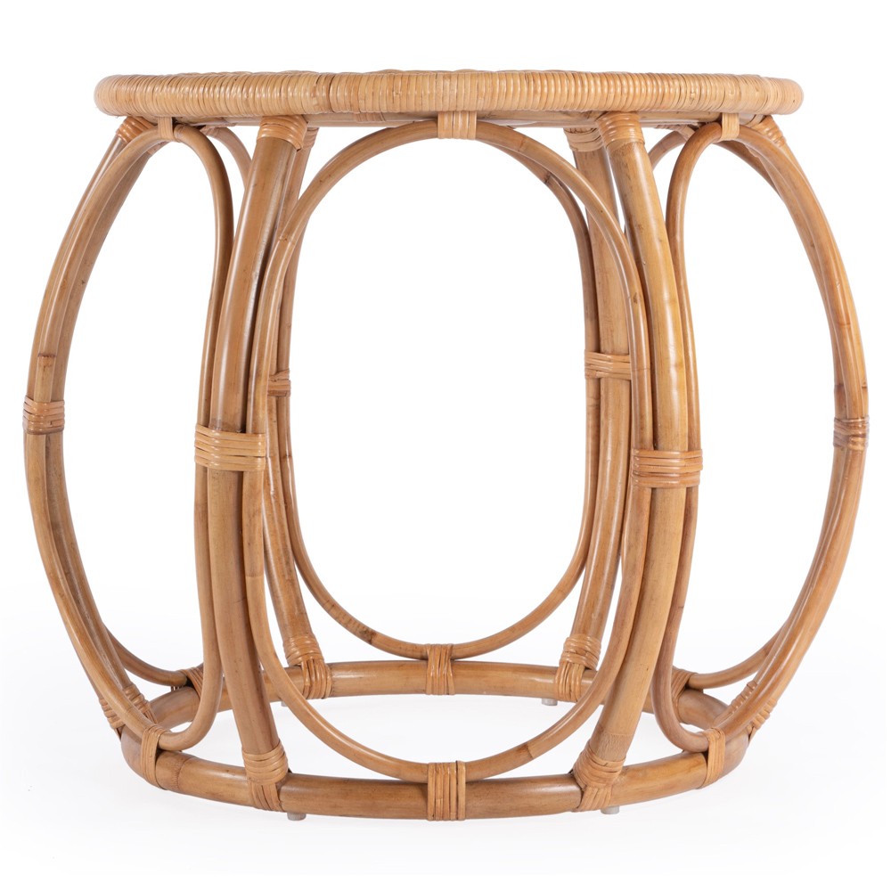 Anza Coastal Beach Natural Rattan Round End Table Wide (over 24" W ...