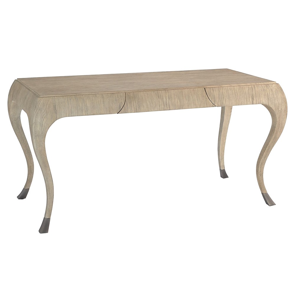 Esme French Country Grey Oak Wood Curved Desk | Kathy Kuo Home