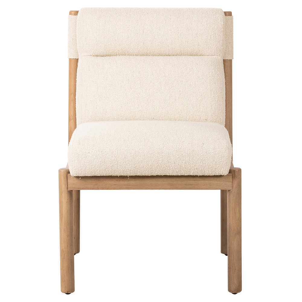Elodie Modern Classic Cream Performance Boucle Wood Dining Side Chair