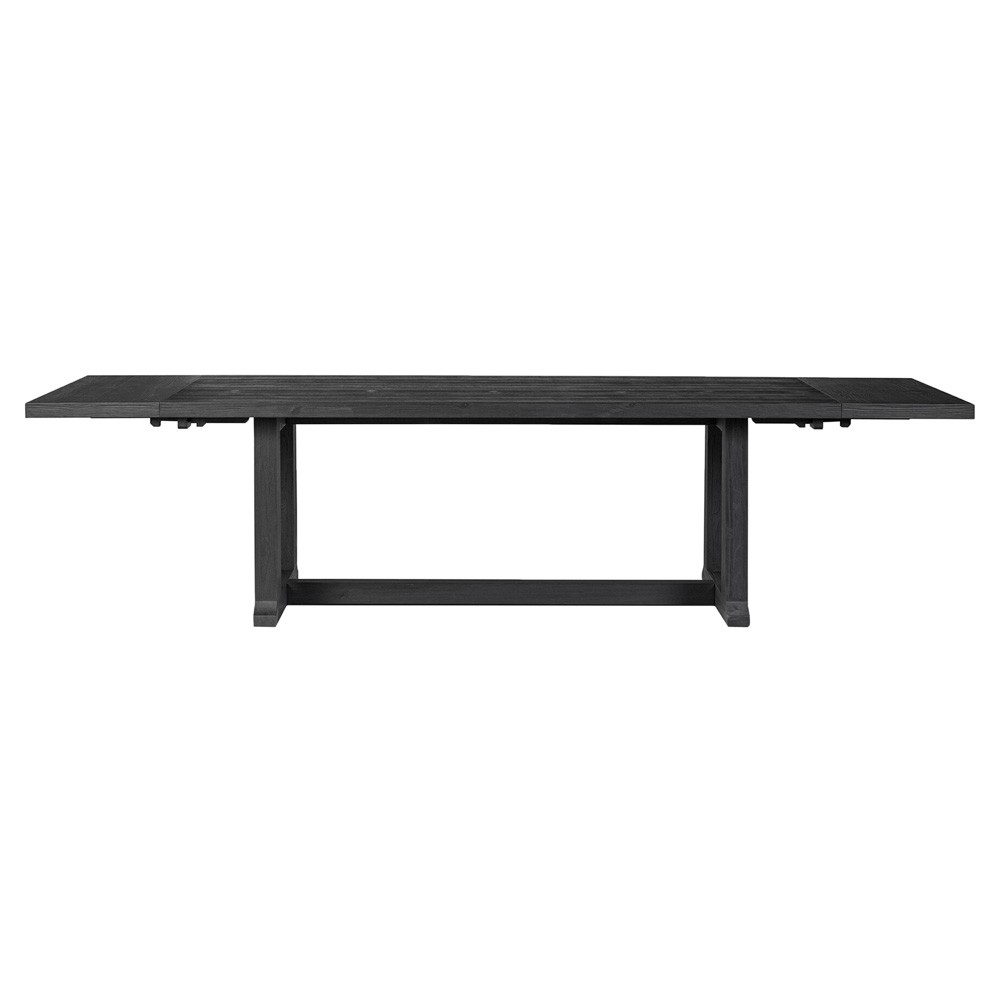 Holland Rustic Lodge Black Wood Rectangular Extendable Dining Table ...
