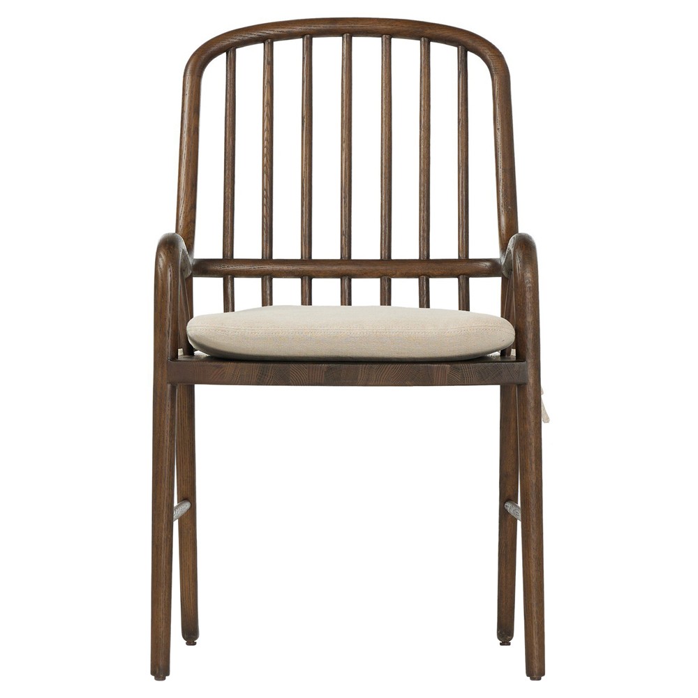 Brenna Broadway Dune Linen Dining Arm Chair | Kathy Kuo Home
