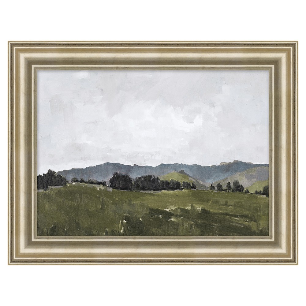 Elio Updated Traditional Green Landscape Gold Frame Painting 2 - 17x22