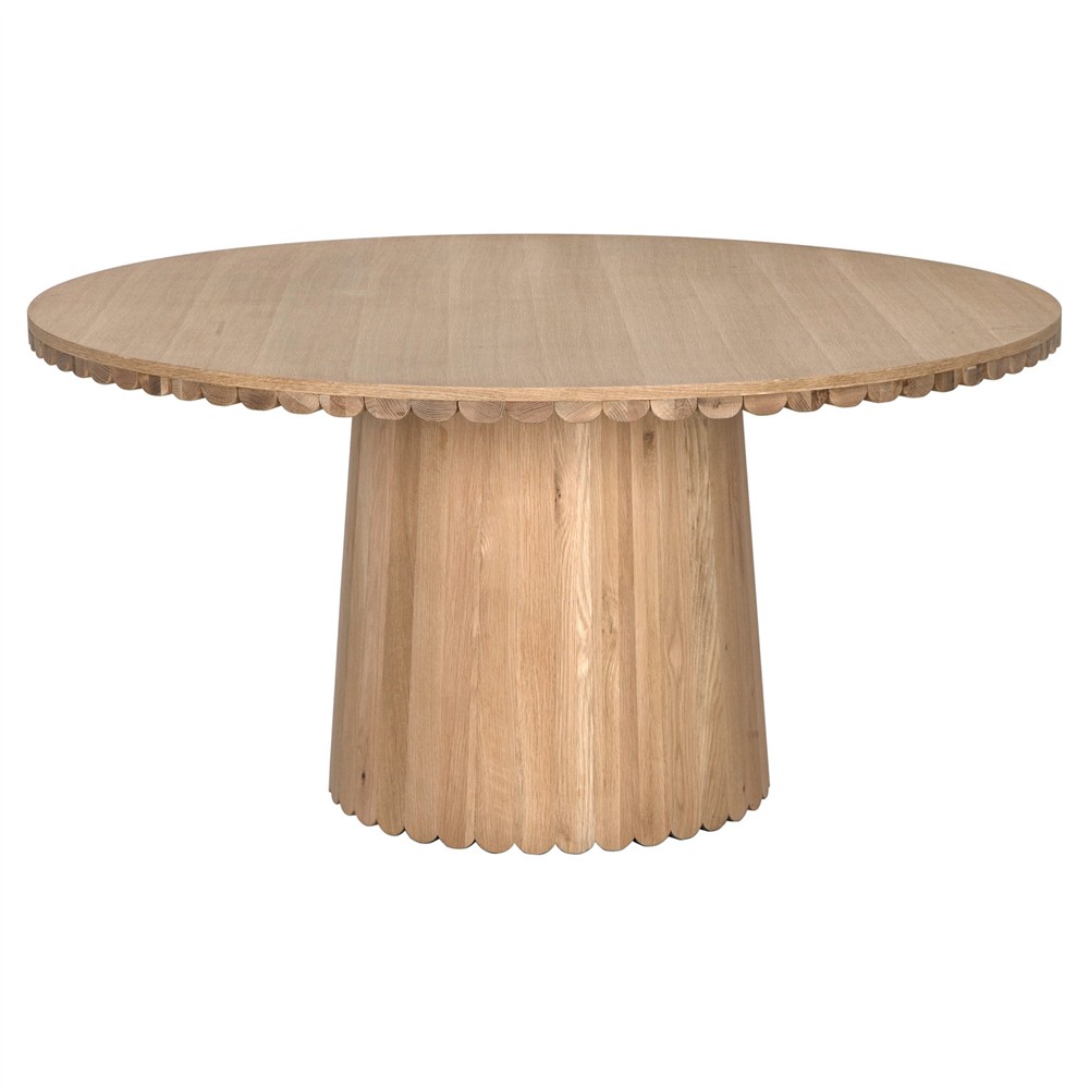 Meighton Modern Classic Brown Scalloped Round Dining Table - 60" 51" W ...