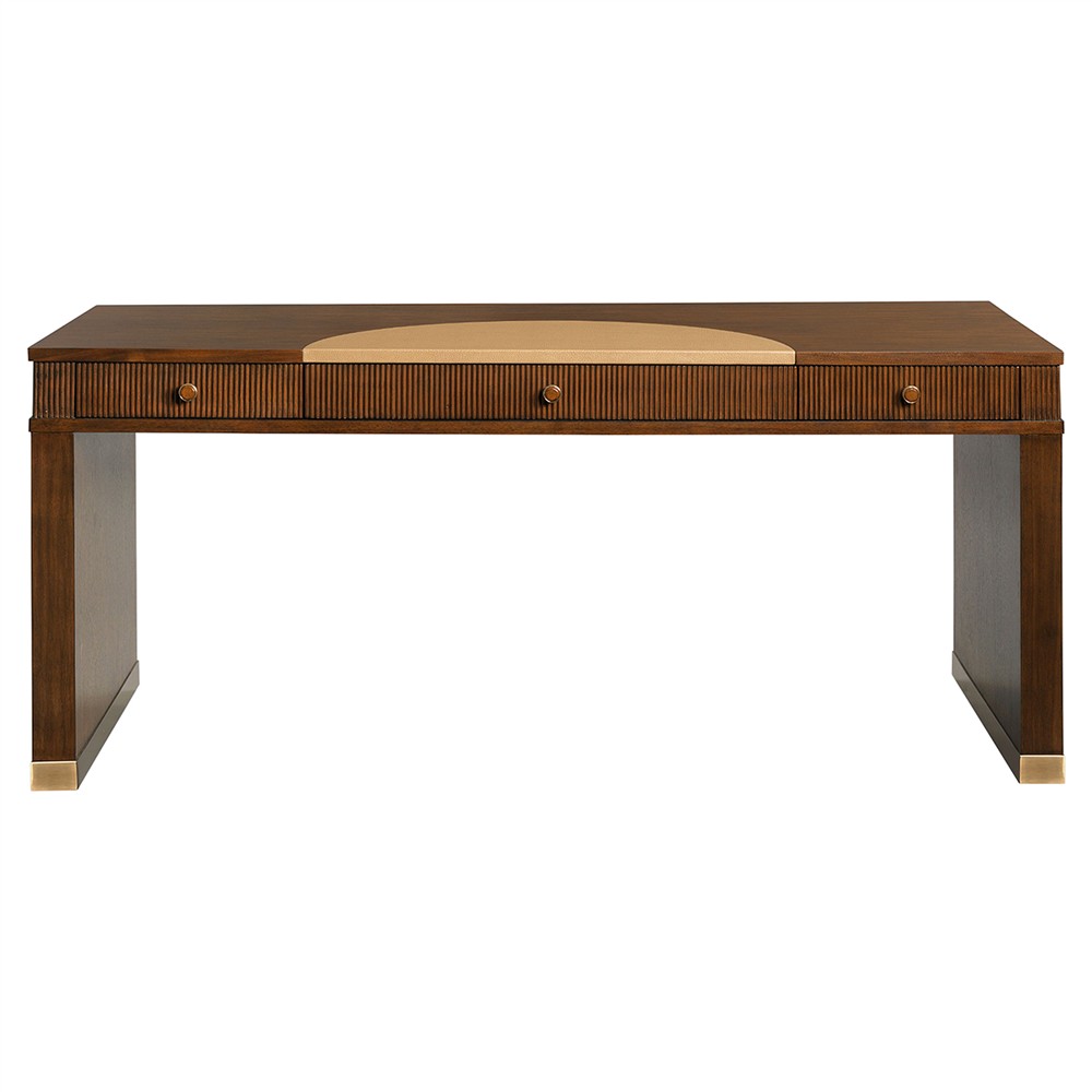 Wilson Modern Classic Lisse Brown Wood Desk | Kathy Kuo Home