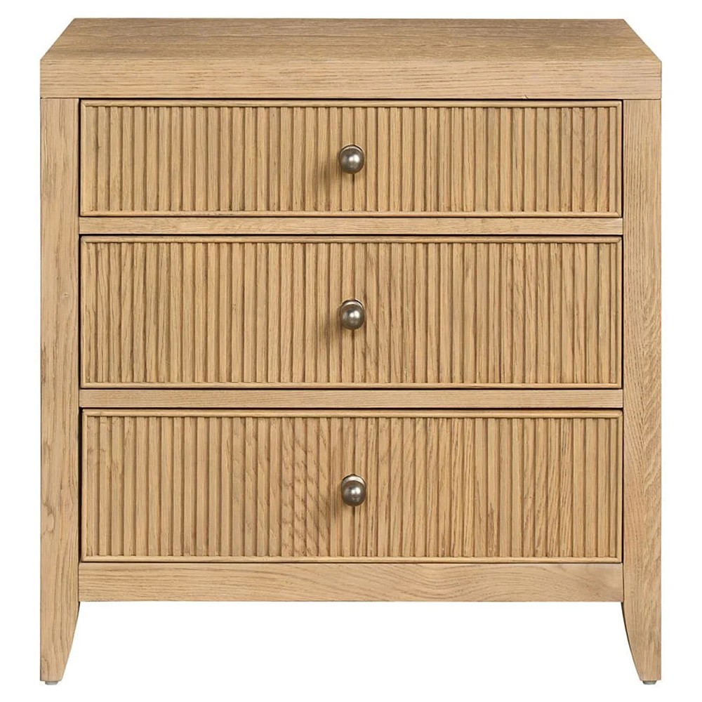Isabella Modern Classic Fluted Brown Oak Nightstand | Kathy Kuo Home