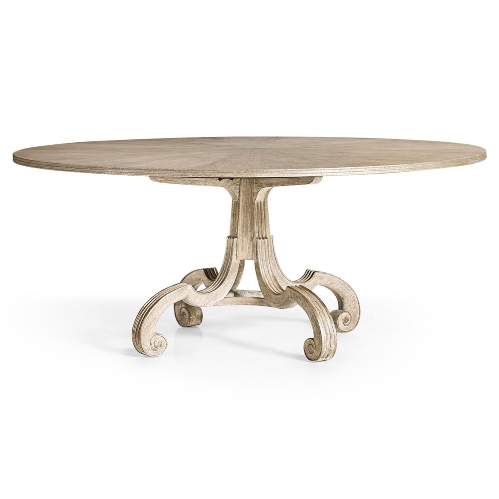 Ferdinand French Country Venetian White Oak Round Dining Table - 71" 71 ...