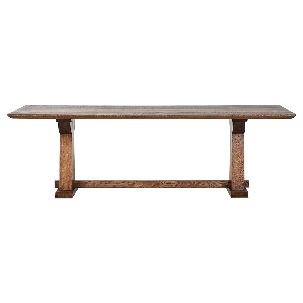 Axel Rustic Lodge Brown Oak Rectangular Dining Table - 96" | Kathy Kuo Home