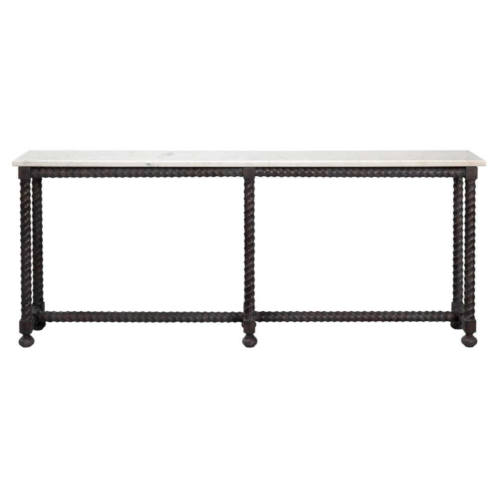 Stella Traditional White Marble Brown Acacia Rectangular Spindle ...