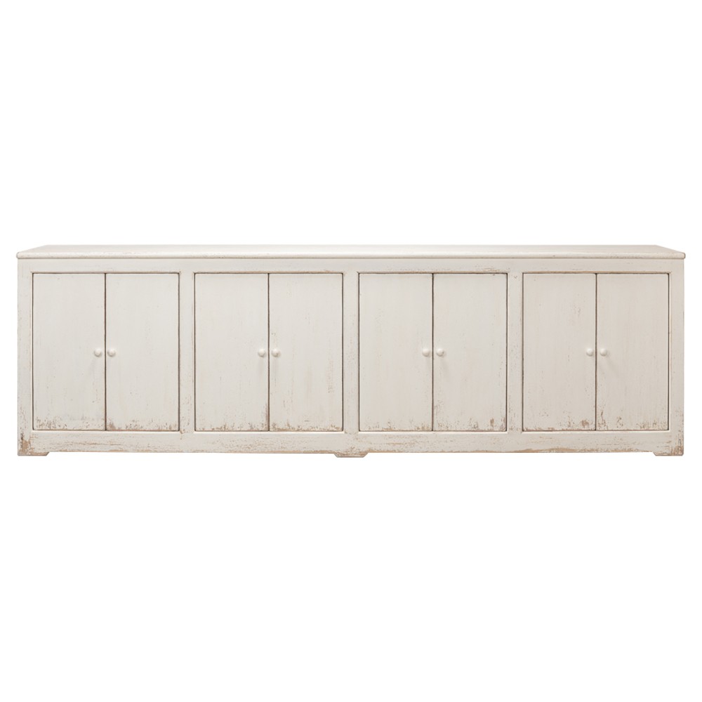 Errol Coastal Beach Distressed White Pine Wood Sideboard Extra Wide ...