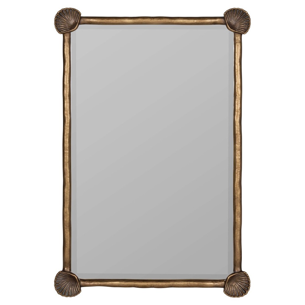 Lenelle Coastal Beach Antique Gold Shell Frame Wall Mirror Medium (21 ...