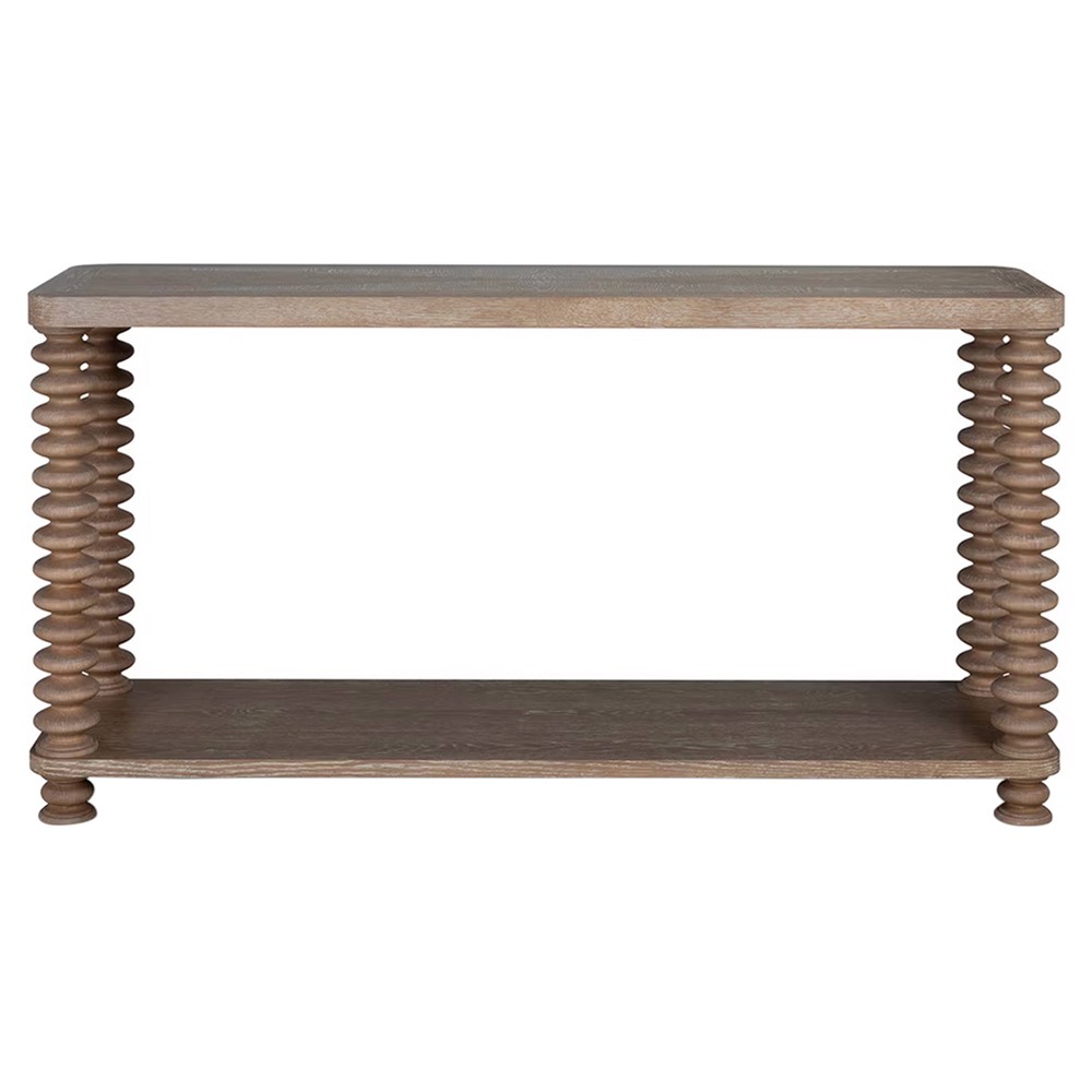 Isabella Updated Traditional Brown Oak Rectangular Spindle Console ...
