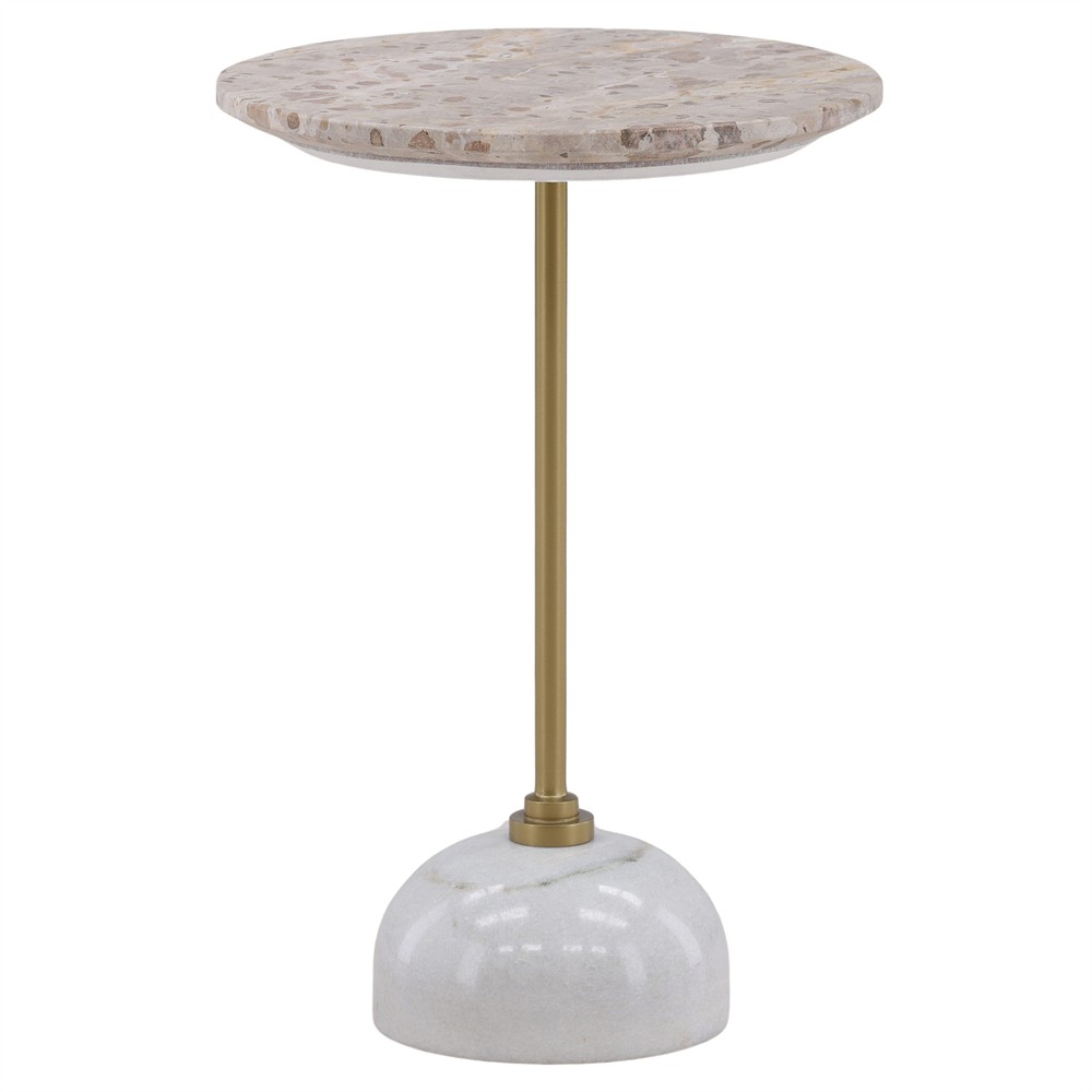 Josy Modern Classic Beige Marble Round Side Table Standard (14 - 24" W ...
