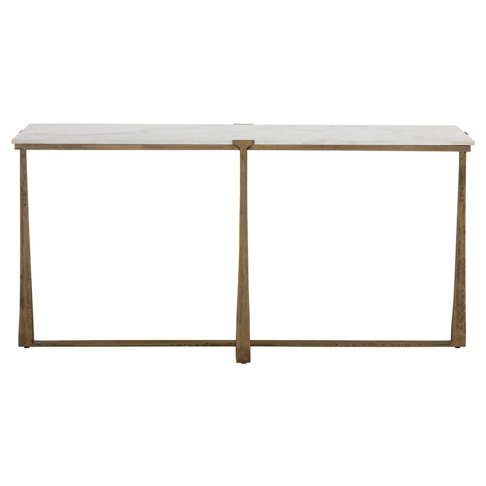 Mikayla Modern Classic White Marble Rectangular Console Table