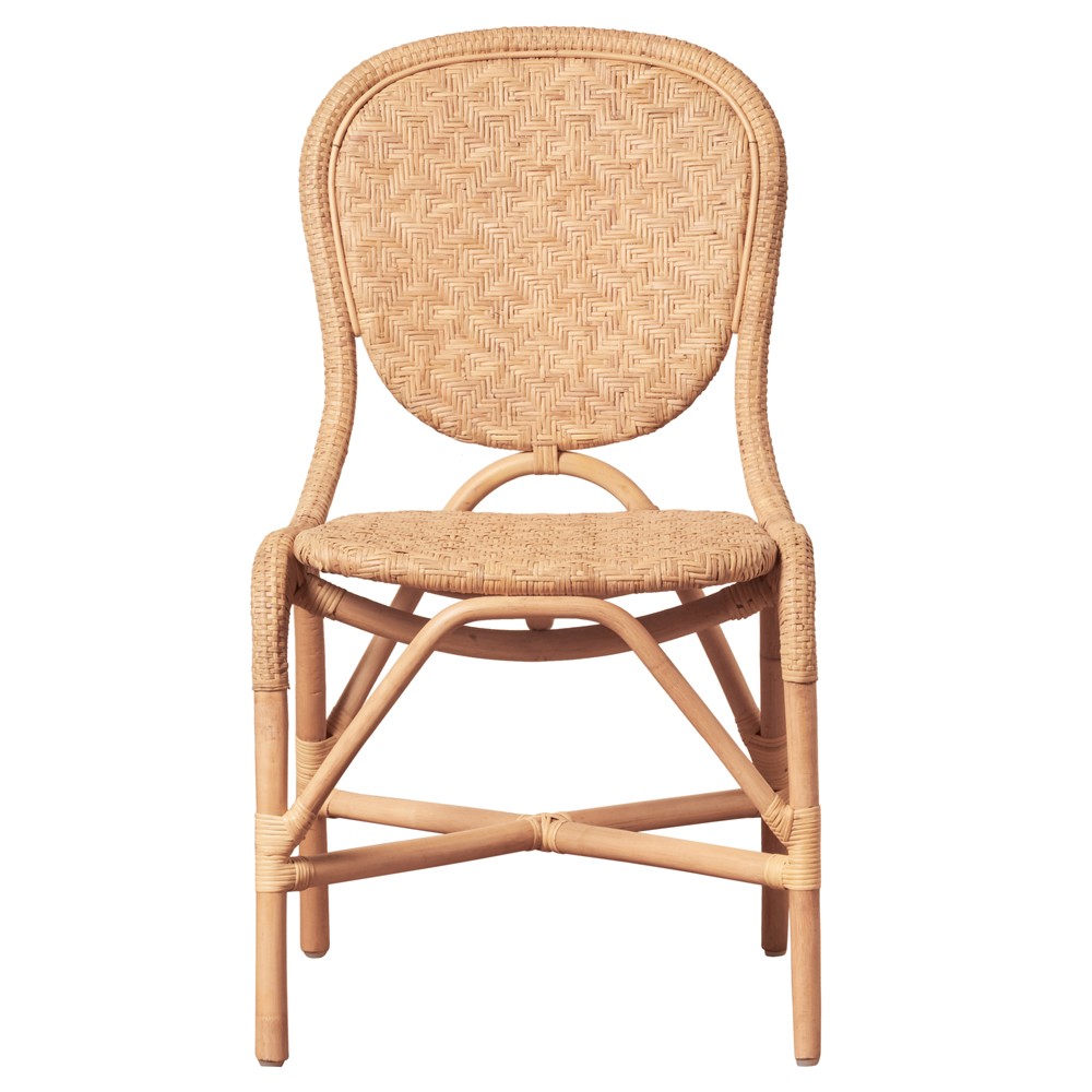 Portia Coastal Beach Natural Rattan Woven Dining Chair | Kathy Kuo Home