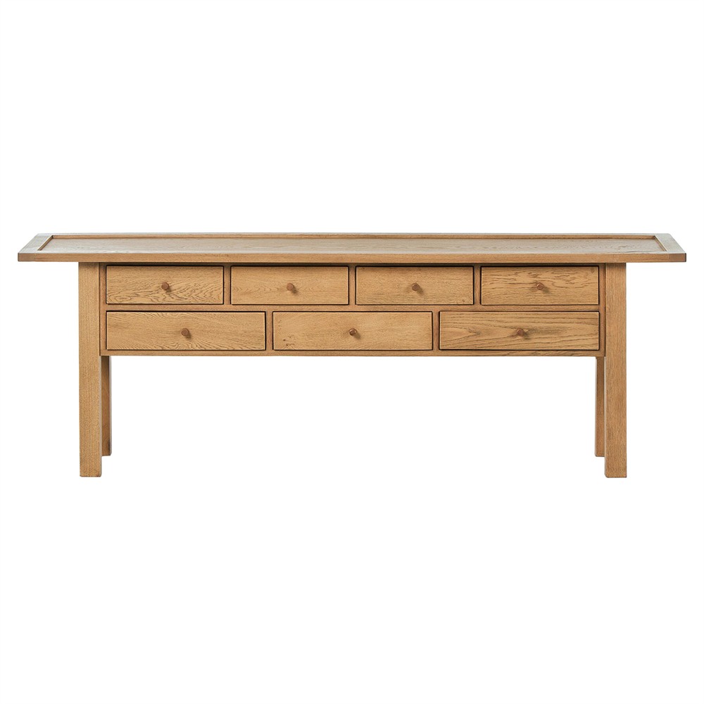 Millbrook Coastal Beach Natural Light Oak Rectangular Console Table