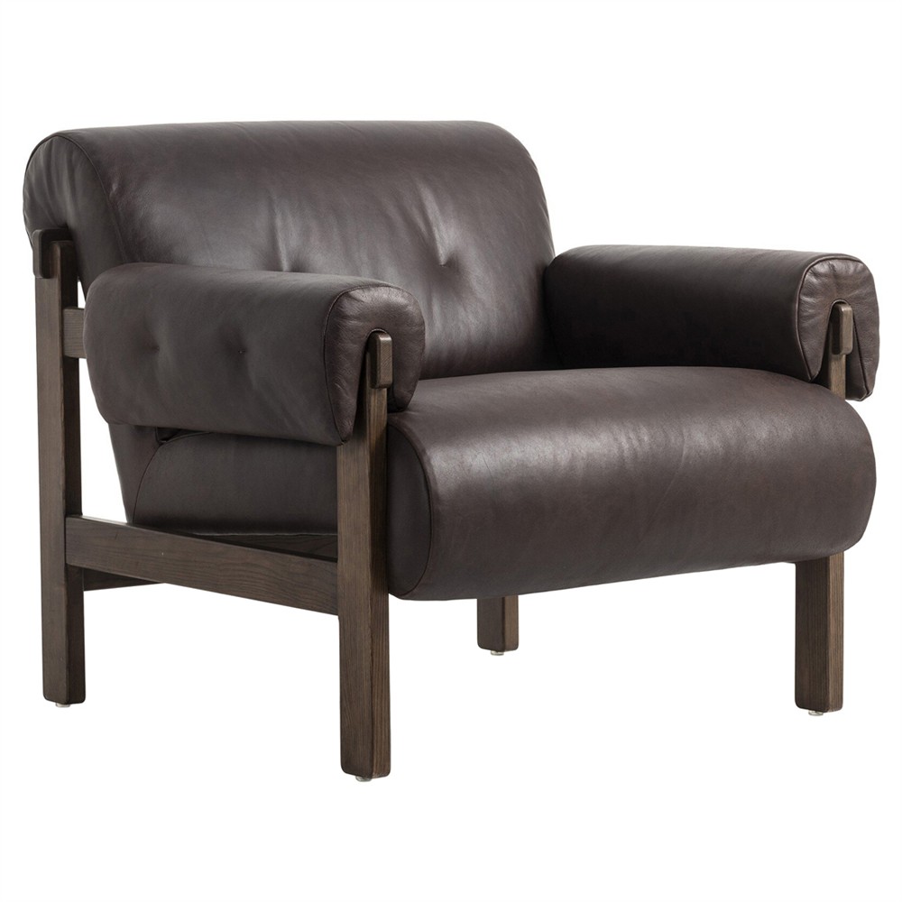 Eugene Rustic Lodge Conroe Cigar Leather Club Chair | Kathy Kuo Home