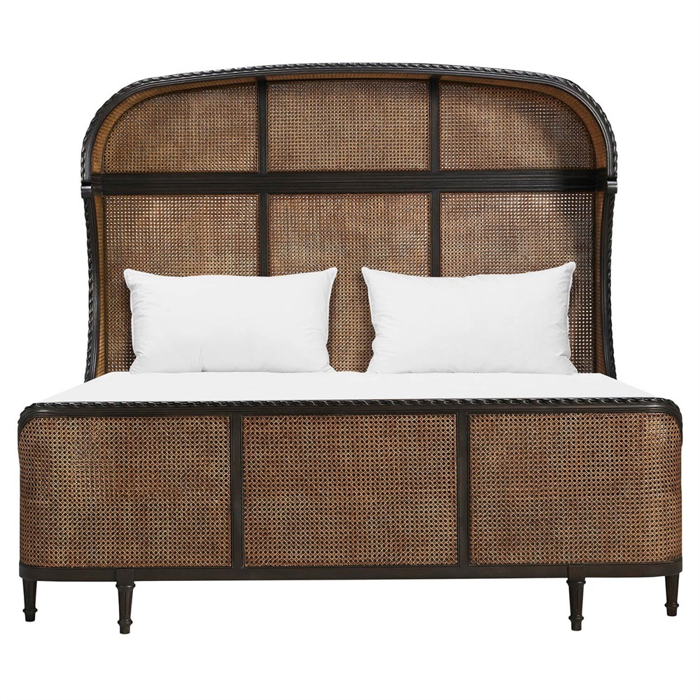 Nevaeh French Country Natural Cane Brown Oak Wingback Bed - King King ...