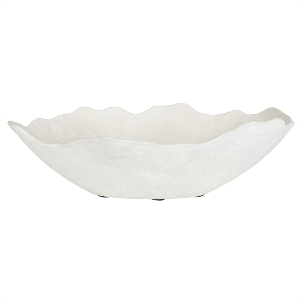 Skye Updated Traditional White Ruffled Decorative Bowl Large (Over 15"W ...