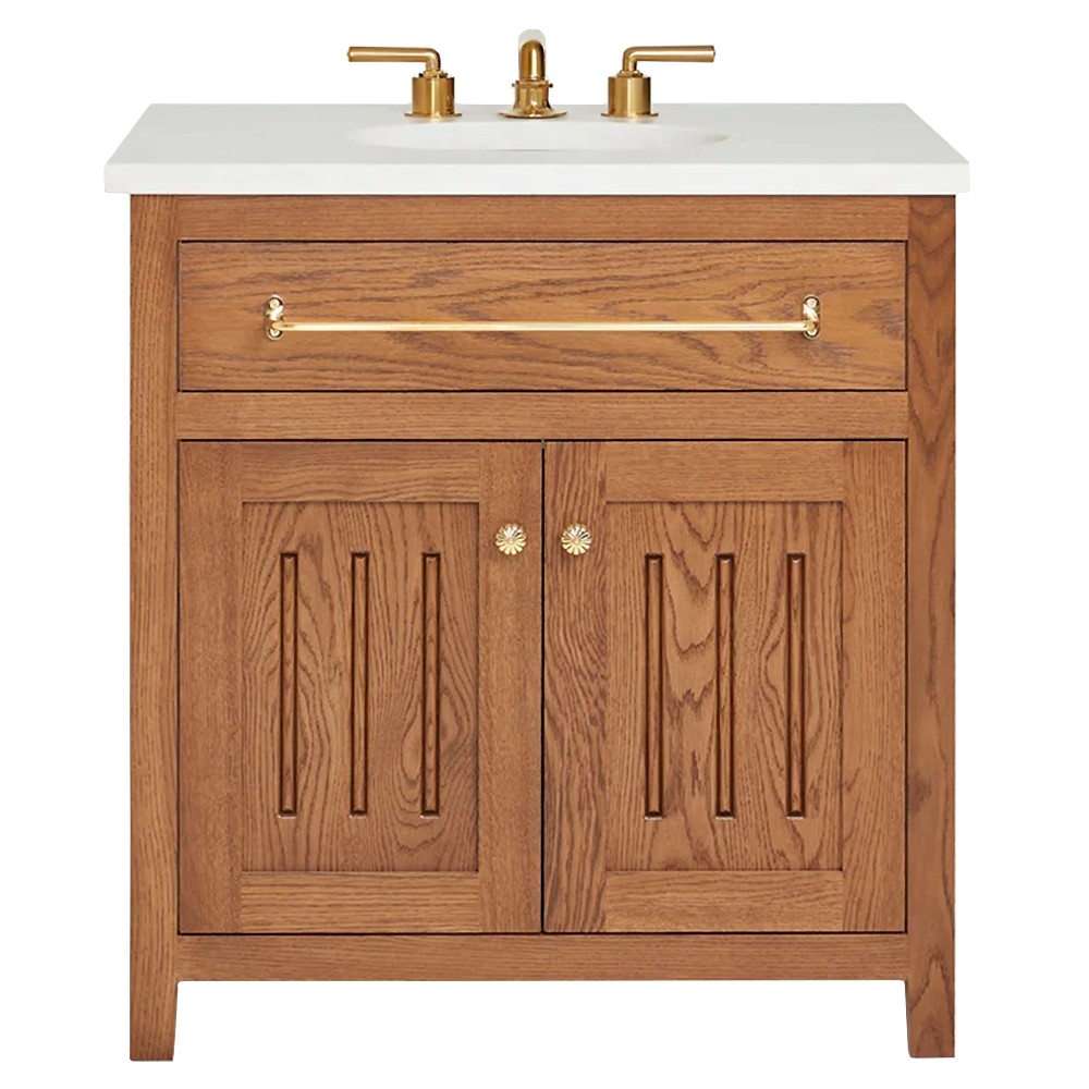 Vanity & Co Ellie Updated Traditional Brown Wood Polished Brass Vanity ...