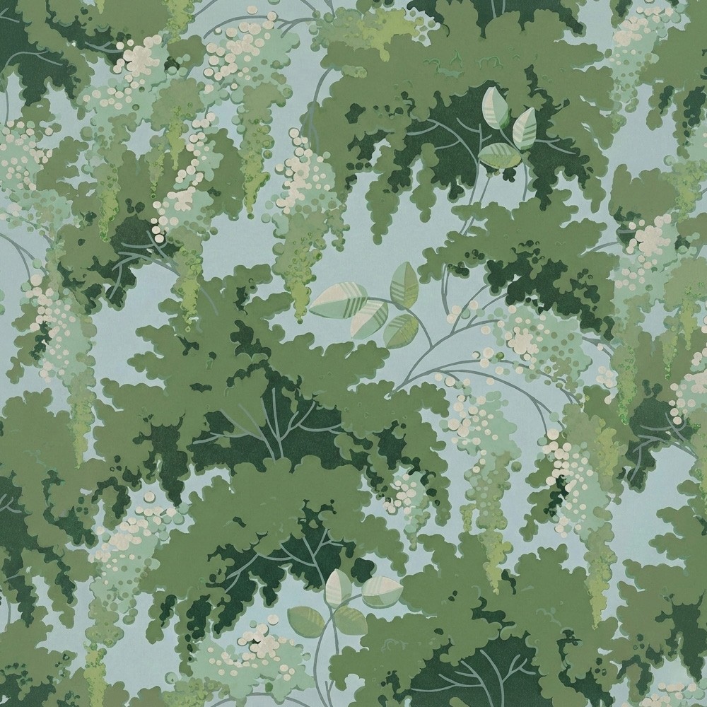 Isidore Leroy Frondaisons Green Floral Non Woven Wallpaper | Kathy Kuo Home