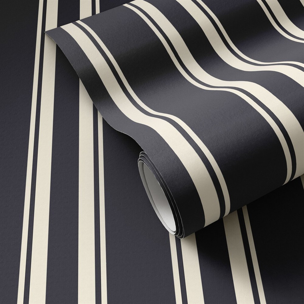 Ivy Modern Classic Black Striped Wallpaper | Kathy Kuo Home