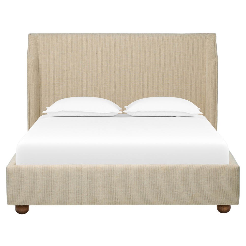 Noelia Laine Natural Linen Wingback Bed - King King | Kathy Kuo Home