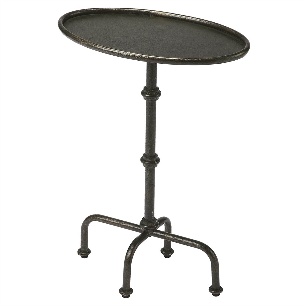Noa Updated Traditional Grey Aluminum Oval Pedestal Side Table Standard ...