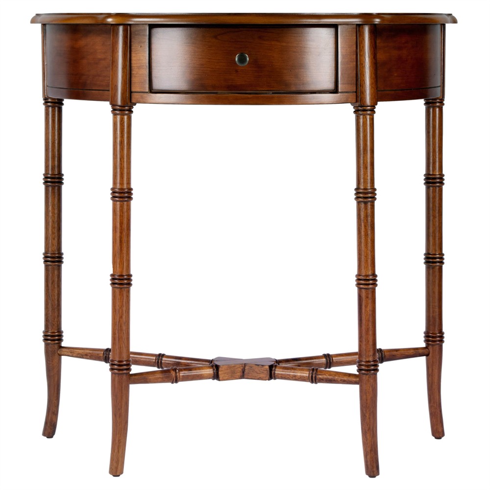 Mimi French Country Brown Wood Demilune Console Table Small (under 42 ...