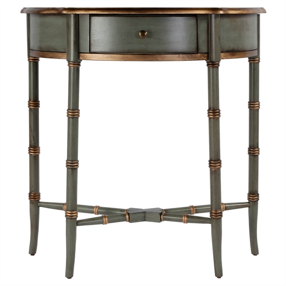Mimi French Country Green Wood Demilune Console Table Small (under 42 ...