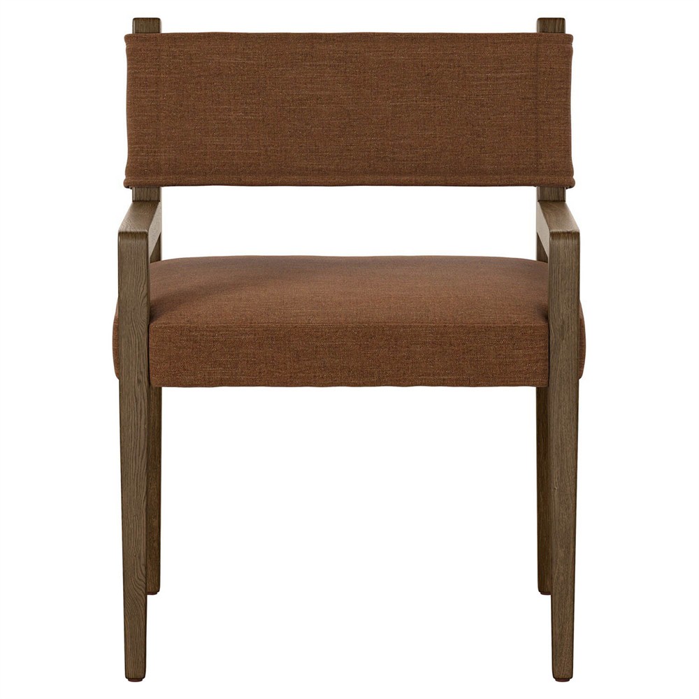 Ely Rustic Lodge Brown Dining Arm Chair | Kathy Kuo Home