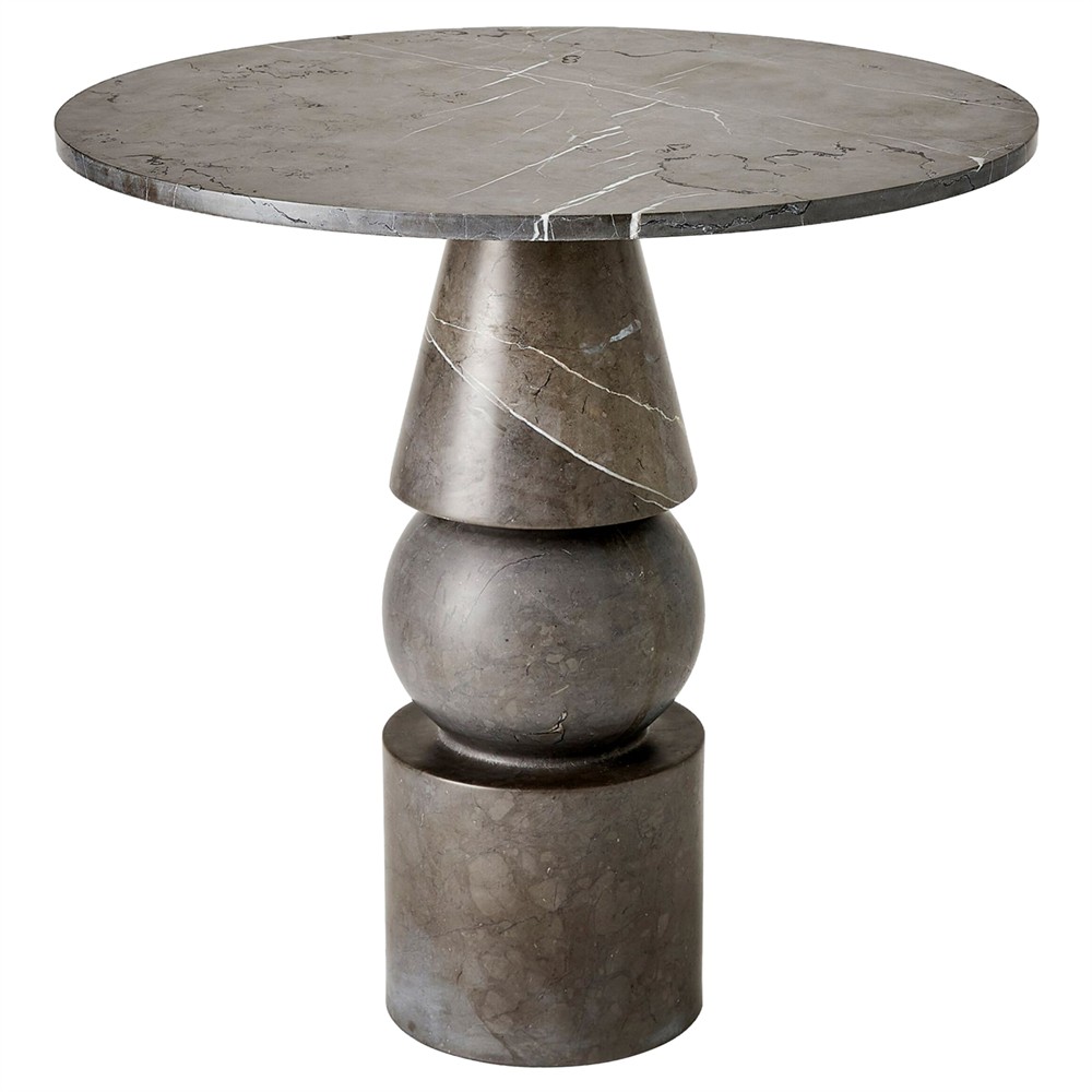 Rockwell Modern Classic Black Graffito Marble Round Pedestal Side Table ...